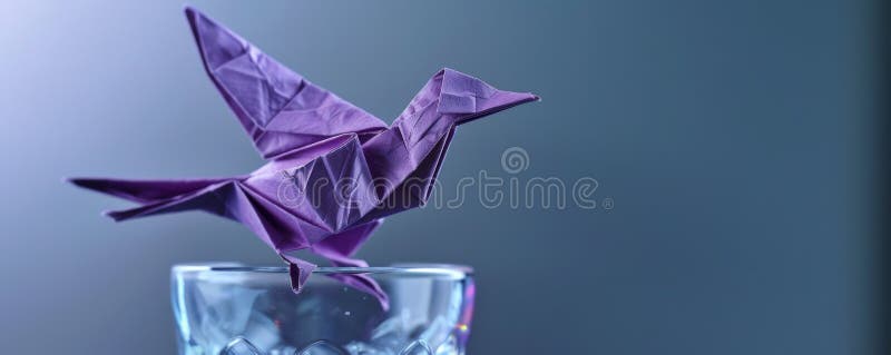 Purple Origami Crane on a Glass Stock Photo - Image of purple, craft ...