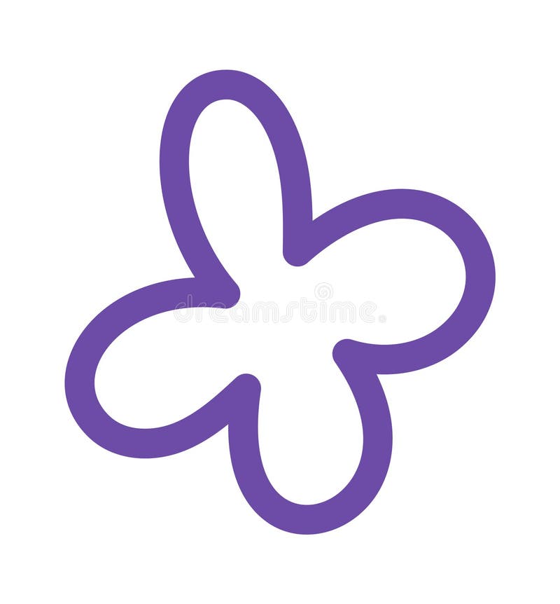 Purple Outline Flower Cartoon Doodle Stock Illustration - Illustration ...