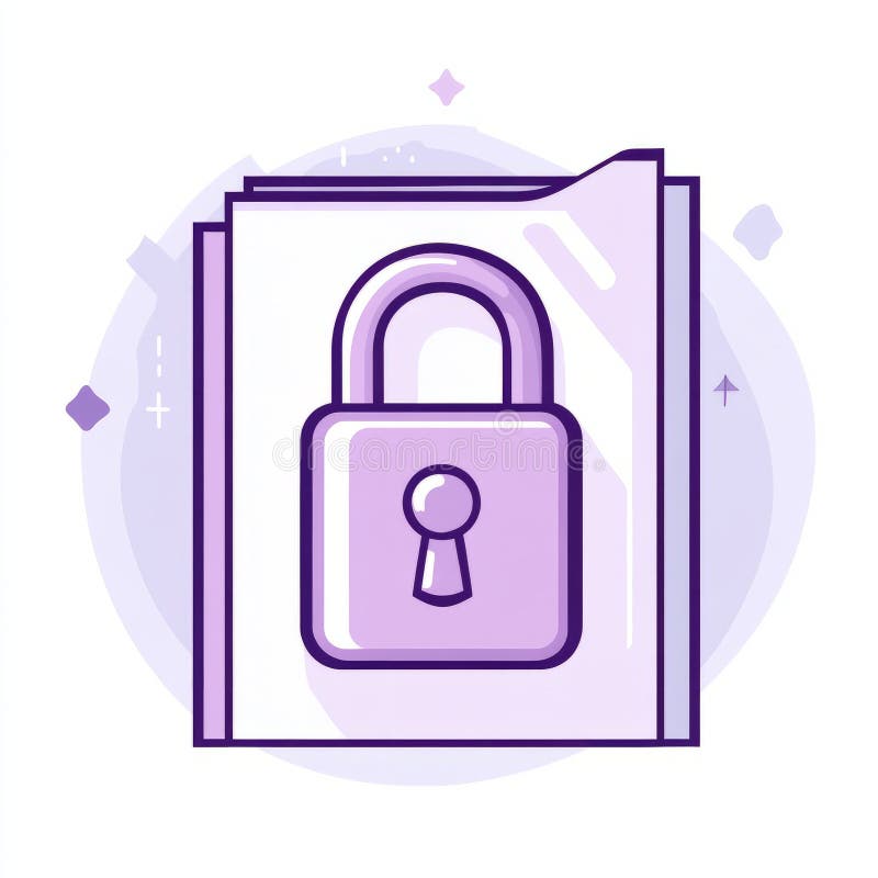 Purple Padlock Icon on White Background Stock Illustration ...