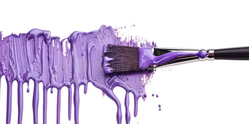 Purple Paint Dripping Down a Paintbrush, Suitable for Art and ...
