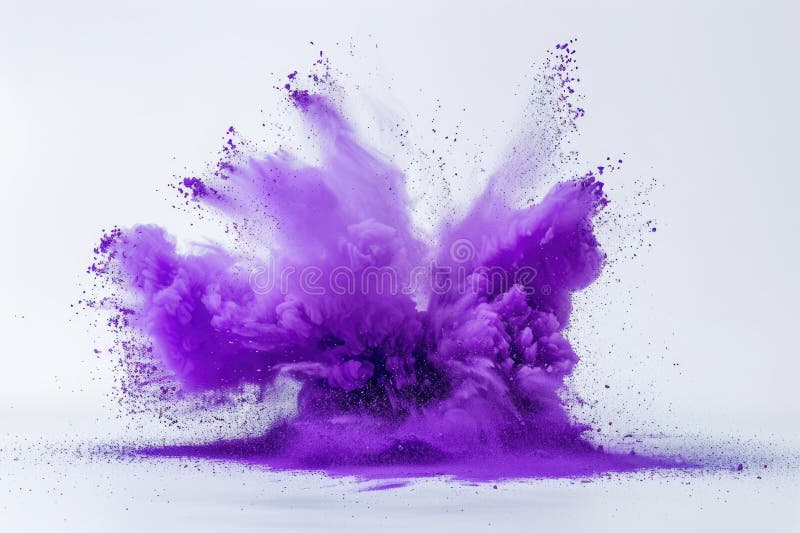 Purple Paint Explosion Abstract Background. Coloured Cloud on White ...