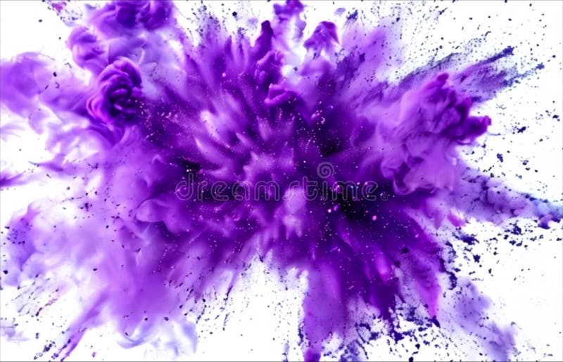 Purple Paint Explosion Abstract Background. Coloured Cloud on White ...