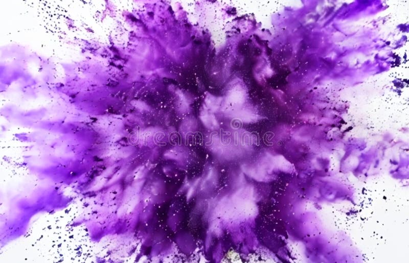 Purple Paint Explosion Abstract Background. Coloured Cloud on White ...