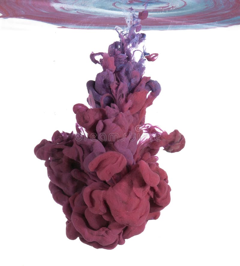 Purple Paint in Water on White Background Stock Image - Image of purple ...