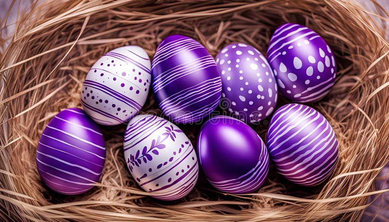 Purple painted easter eggs stock illustration. Illustration of happy ...