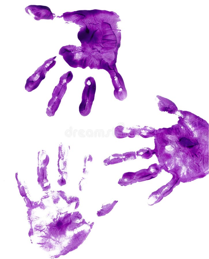 Purple painted hand prints stock illustration. Illustration of ...
