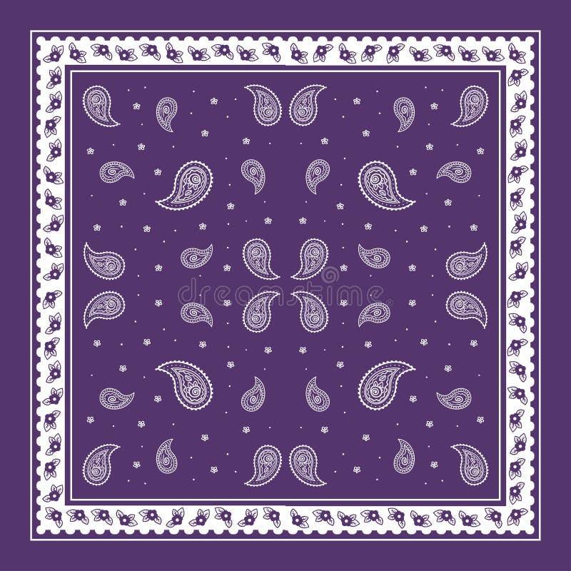 Purple Paisley Bandana Simple Pattern Stock Vector - Illustration of ...