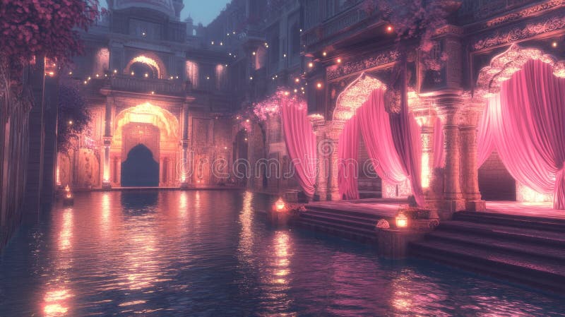 The Purple Palace Features a Sumptuous Pool with Marble Columns and ...