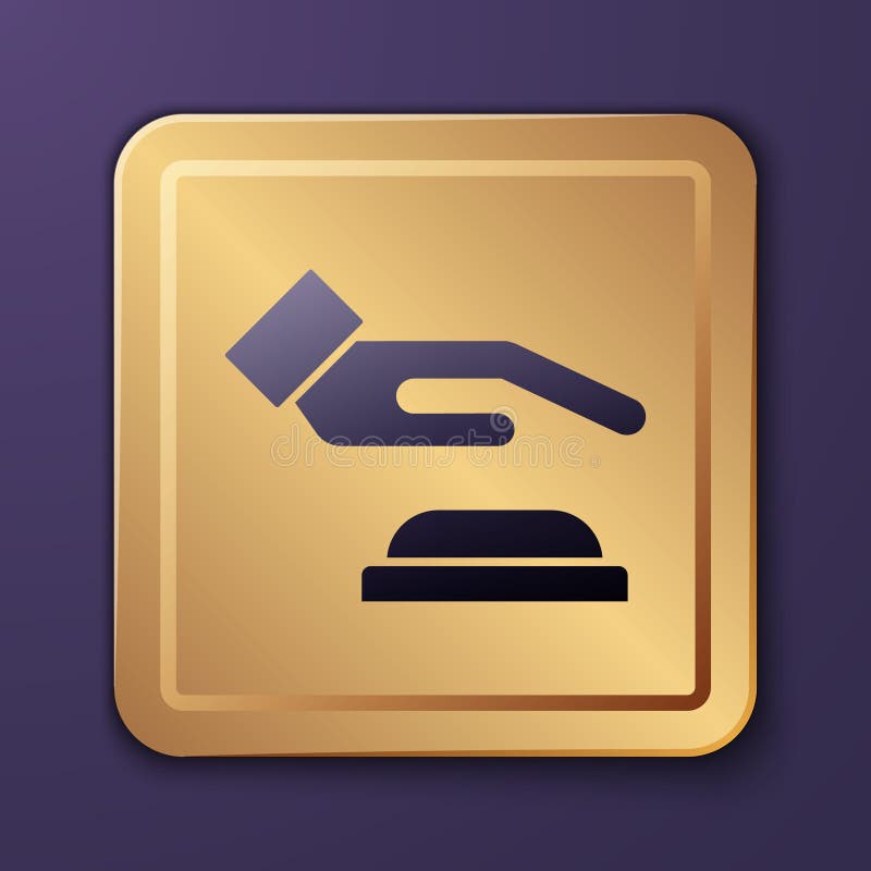 Purple Palm Print Recognition Icon Isolated on Purple Background ...