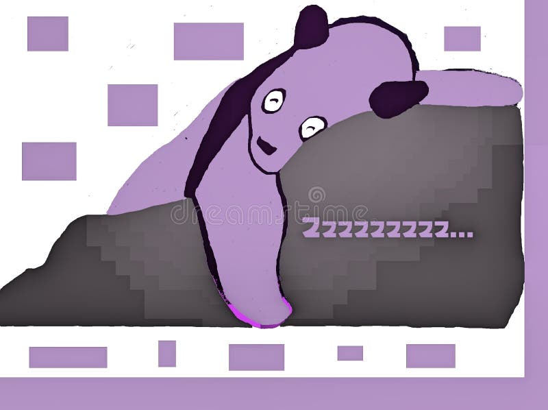 Purple Panda Sleeps stock illustration. Illustration of bear - 73066674