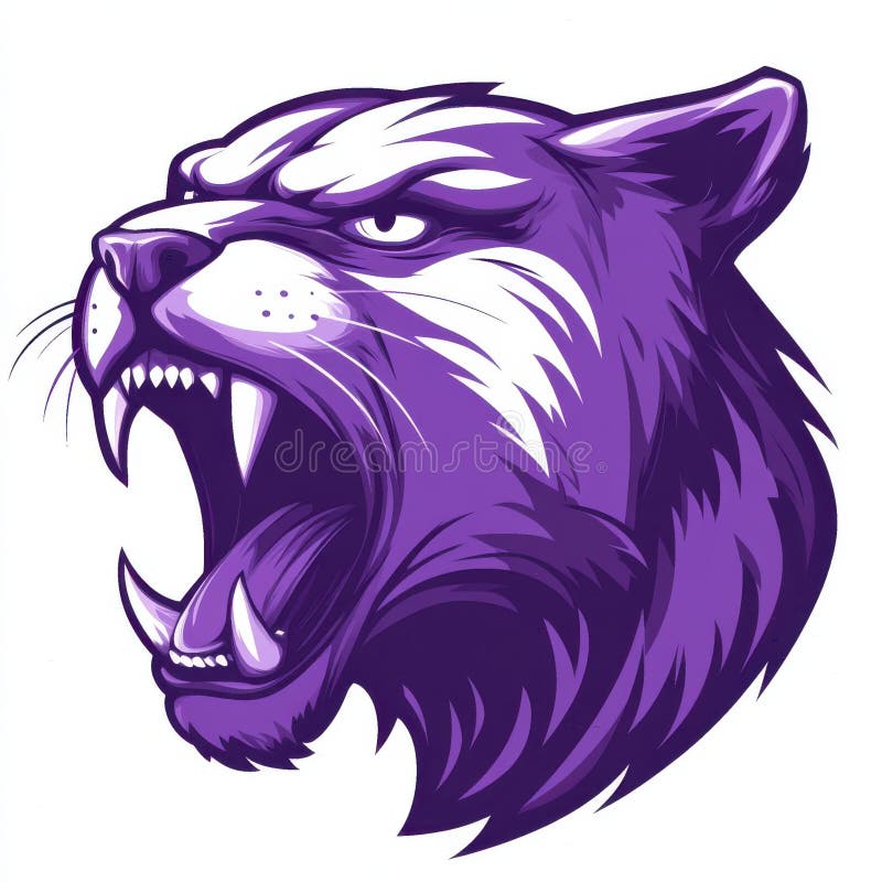 Purple Panther Head Roaring Intense Logo Design Stock Illustration ...