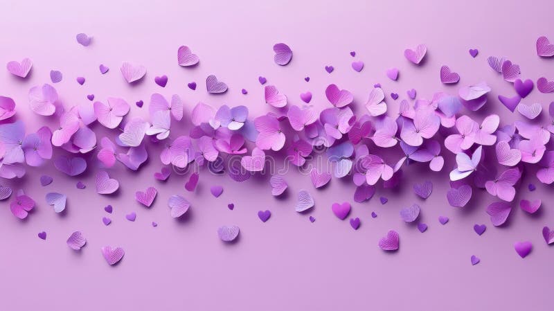 Purple Paper Hearts Scattered on Lavender Background Stock Illustration ...