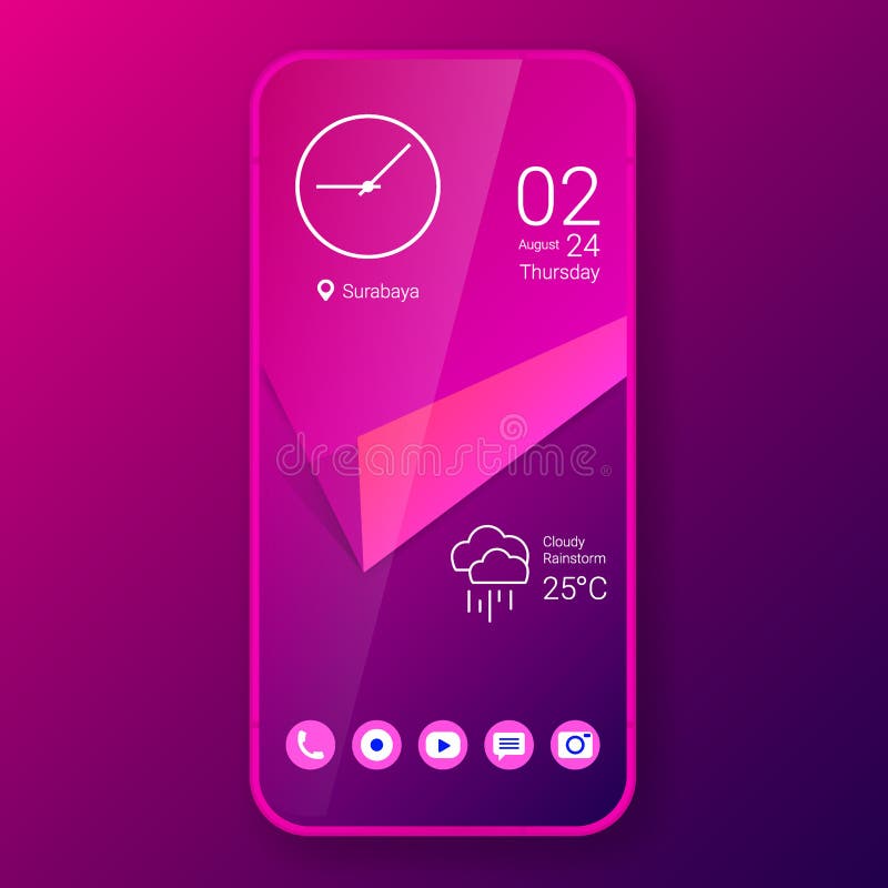 Purple Paper Texture Home Screen Realistic Smartphone User Interface ...