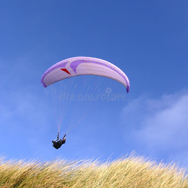 Purple paraglider stock image. Image of surf, summer, altitude - 3850293
