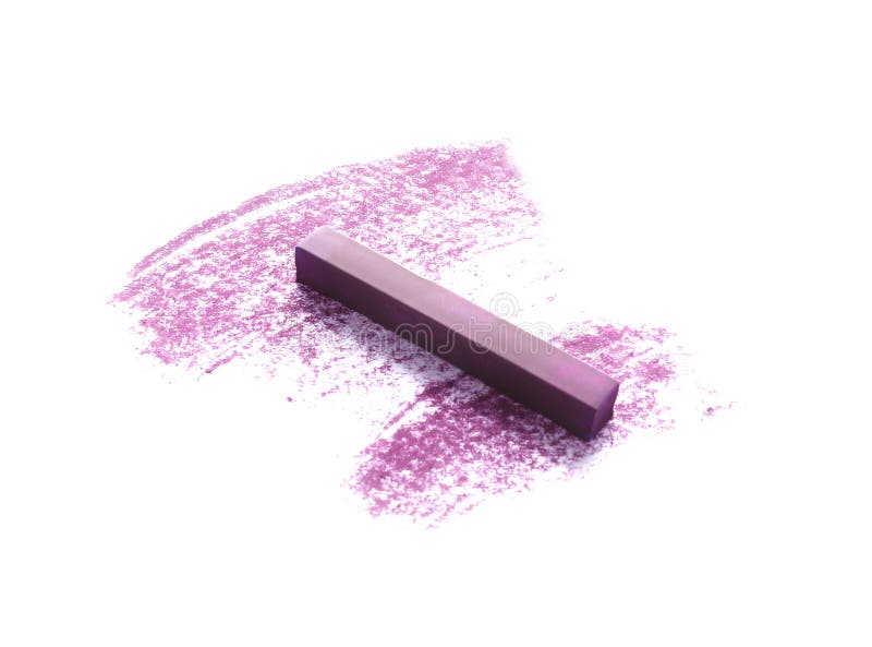 Purple Pastel Chalk on Sheet of Paper with Scribble. Drawing Material ...