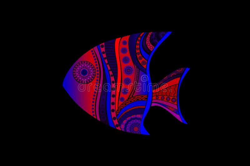 Purple Patterned Decorative Fish Stock Illustration - Illustration of ...