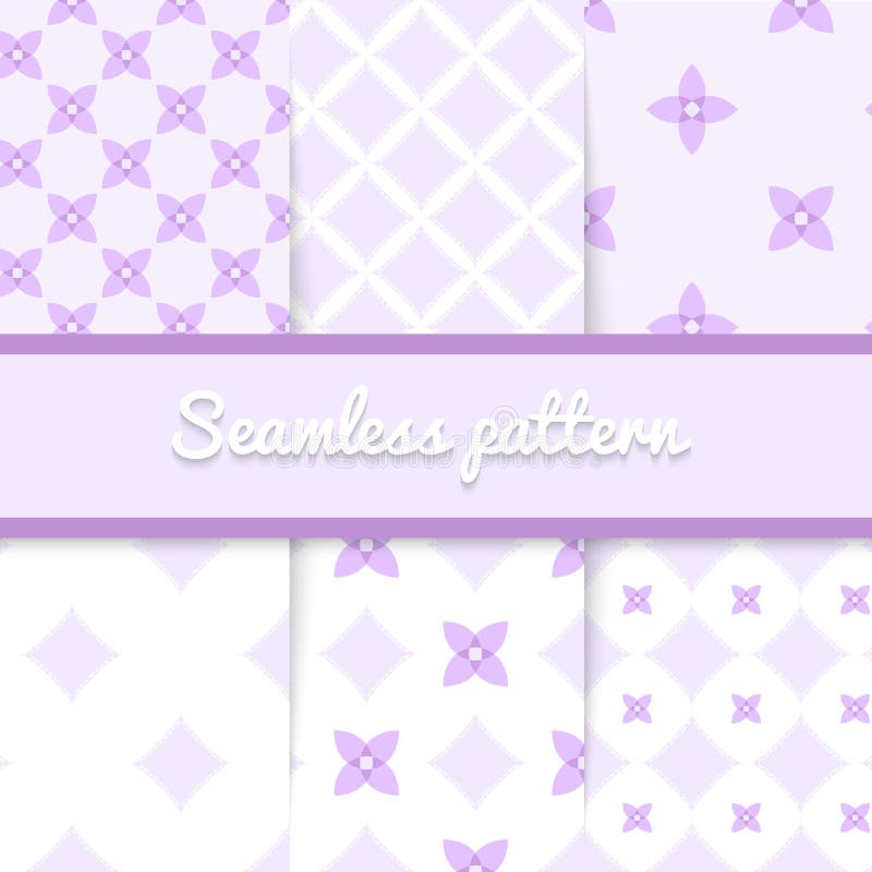 Purple Patterns Cute Vector Seamless Light Backgrounds. Stock Vector ...