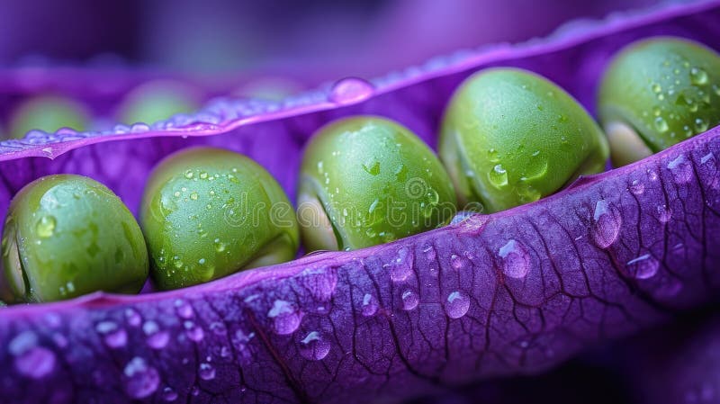 Purple Peas are Rich in Antacid. the Purple Pod is Half Open, There are ...