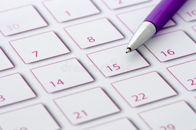 Purple Pen on calendar 1 stock photo. Image of time, diary - 5444170