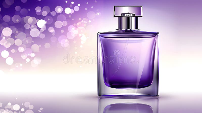 Purple Perfume Bottle with Bokeh Background. Blank Space for Text, and ...