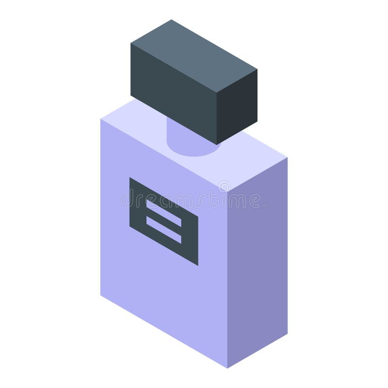 Purple Perfume Bottle Lying Down with Black Cap Isometric View Stock ...