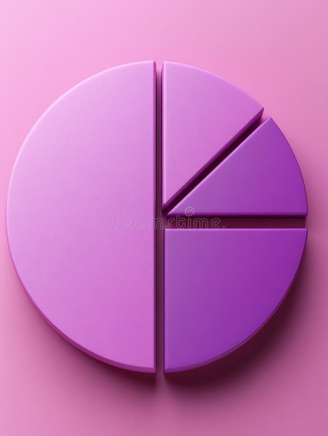 A Purple Pie Chart is Cut into Four Pieces Stock Illustration ...