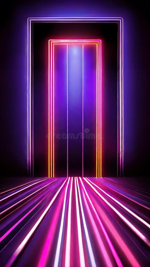 Purple Pink Arc and Neon Rays Abstract Background Stock Image - Image ...