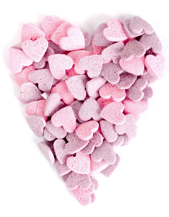 Purple and Pink Candy Hearts Shaped in a Heart Stock Photo - Image of ...