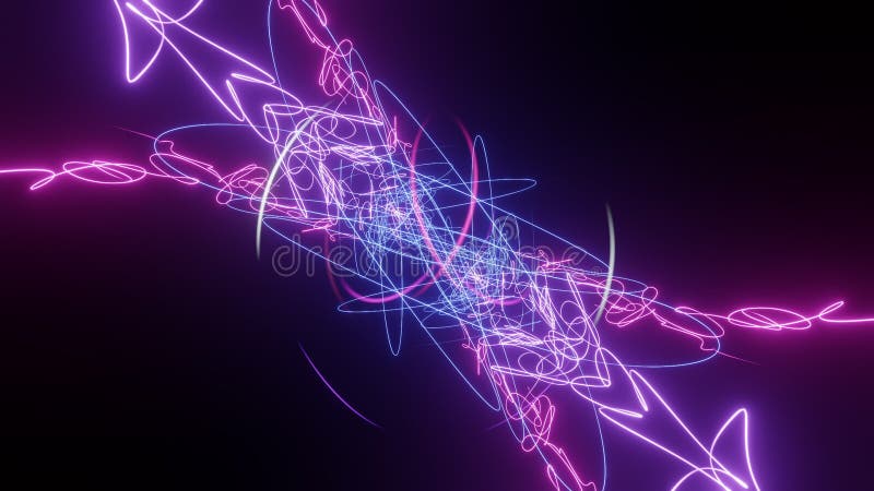 Blue Pink Green Light Streaks, Bright Neon Rays, Black Stage Screen ...