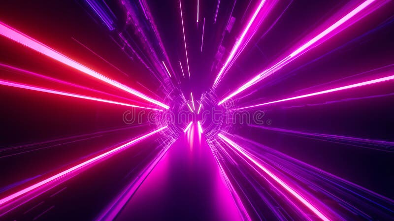 A Purple and Pink Light Streaks in the Middle of a Tunnel Stock Image ...