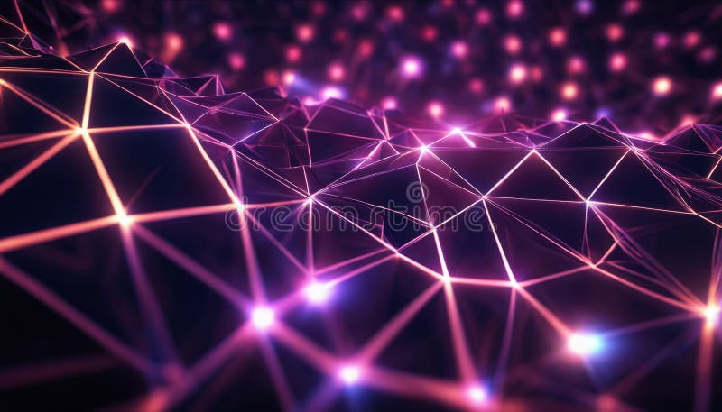 A Purple and Pink Lighted Network of Lines Stock Illustration ...