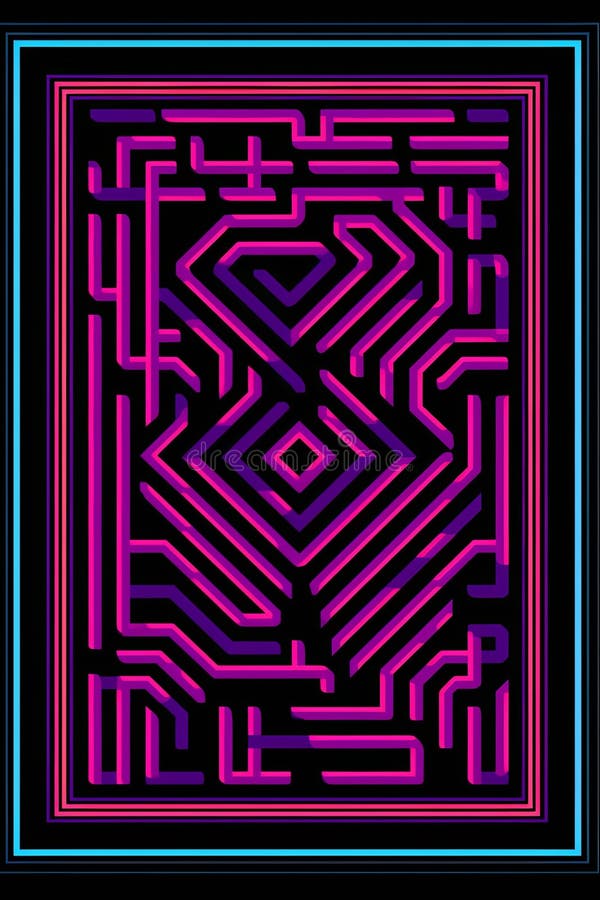 A Purple and Pink Maze in a Black Frame Stock Image - Image of space ...