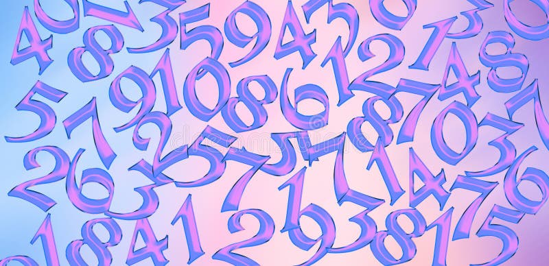 Purple-pink Numbers from 0 To 9 on a Blue Pink Pastel Gradient ...
