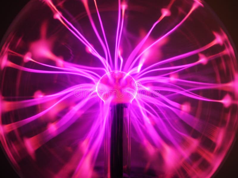 Purple and Pink Plasma Filaments in Plasma Globe or Ball Stock Image ...