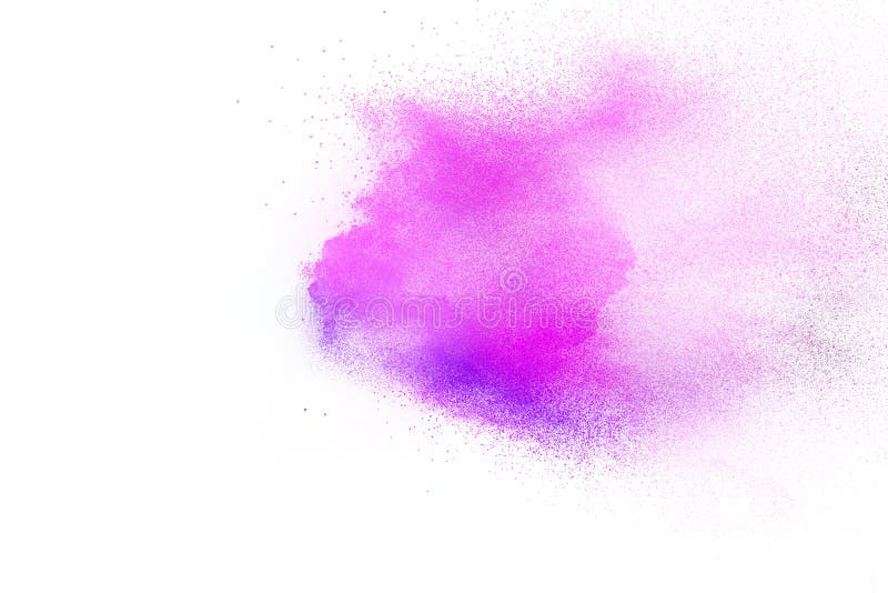 Purple Pink Powder Explosion on White Background.Purple Pink Dust ...