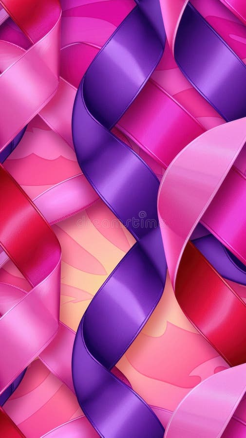 A Purple and Pink Ribbon with a Purple Stripe Stock Illustration ...