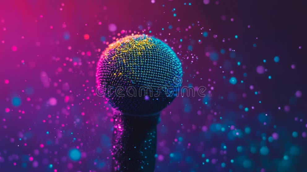 Purple and Pink Smoke Effects on a Studio Microphone Stock Photo ...