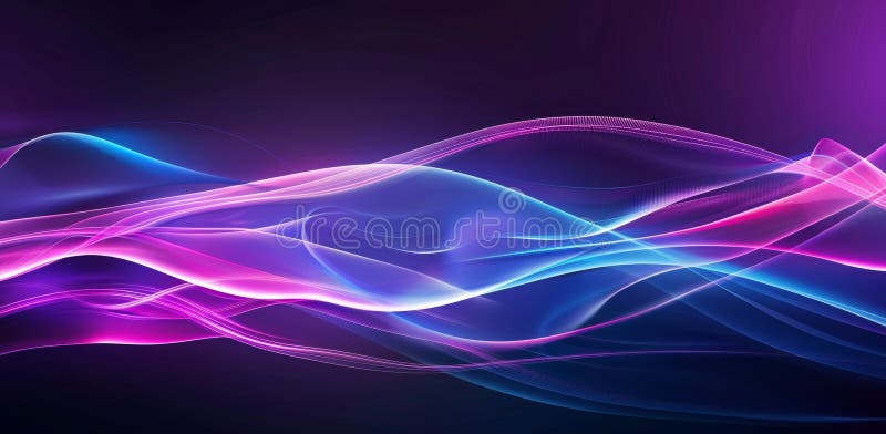 A Purple Pink White Light Gradient Wave Glows on a Dark Background ...