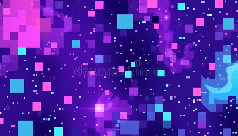 Purple Pixelated Background, Digital Tech Texture, Abstract, Stock ...
