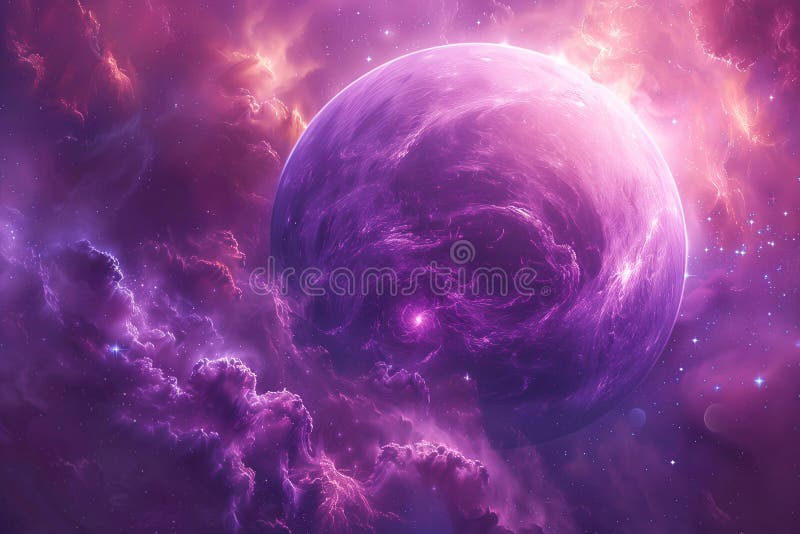 Purple Planet and Nebulae in Space. Stock Photo - Image of galaxy ...