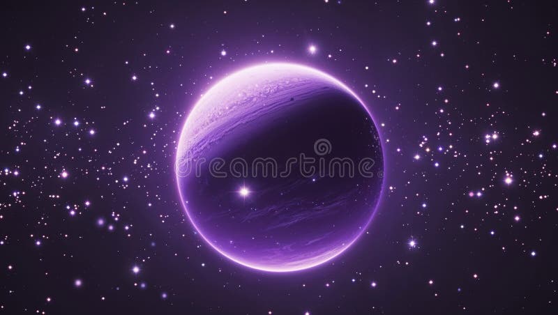 Purple Planet in Space with Stars and Debris. Stock Image - Image of ...