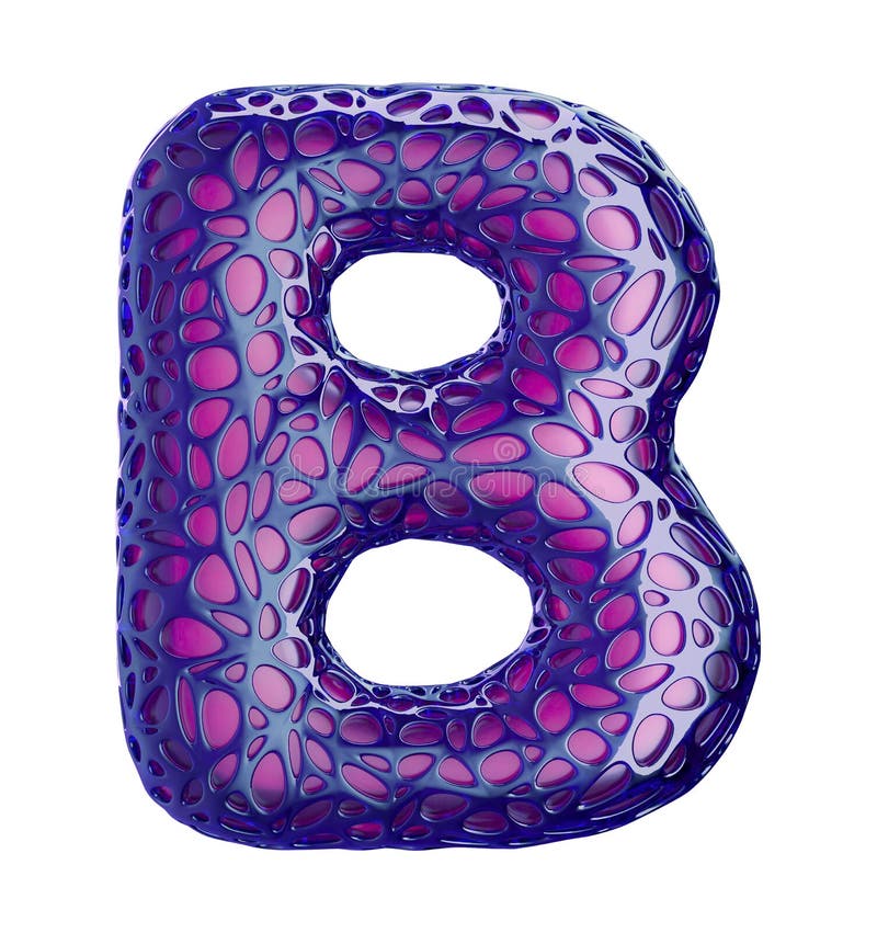 Purple Plastic Letter B with Abstract Holes. 3d Stock Illustration ...