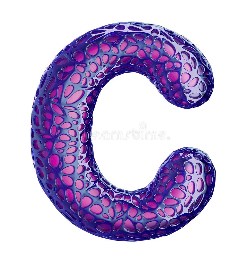 Purple Plastic Letter C with Abstract Holes. 3d Stock Illustration ...