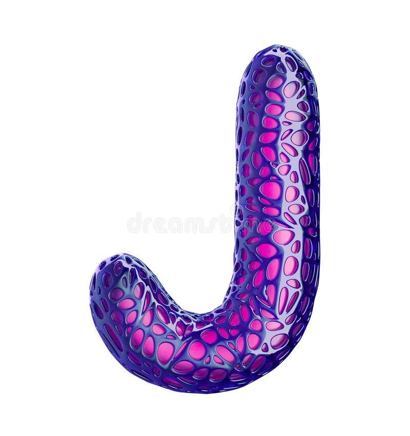 Purple Plastic Letter J with Abstract Holes. 3d Stock Illustration ...