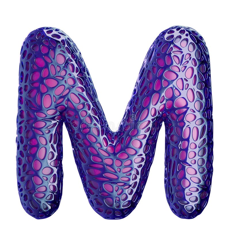 Purple Plastic Letter M with Abstract Holes. 3d Stock Illustration ...