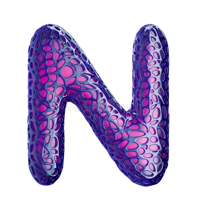 Purple Plastic Letter N with Abstract Holes. 3d Stock Illustration ...