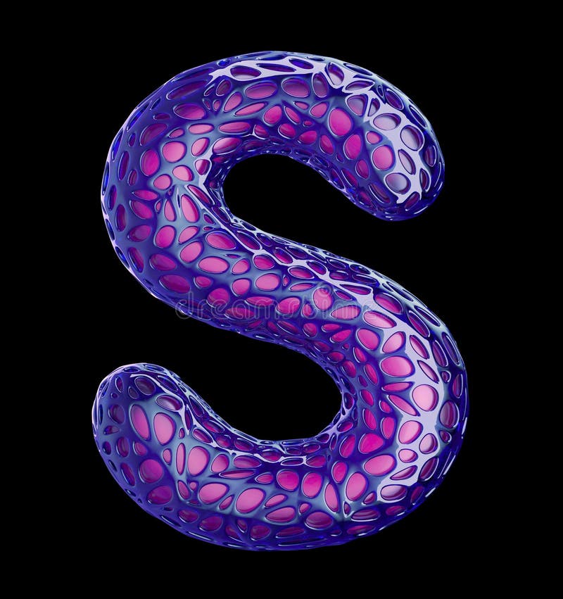 Purple Plastic Letter S with Abstract Holes. 3d Stock Illustration ...