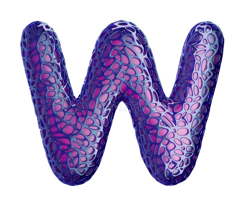 Purple Plastic Letter W with Abstract Holes. 3d Stock Illustration ...