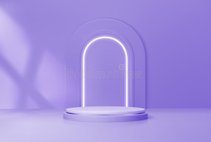Purple Podium with Arch, Realistic Platform Mockup Stock Illustration ...
