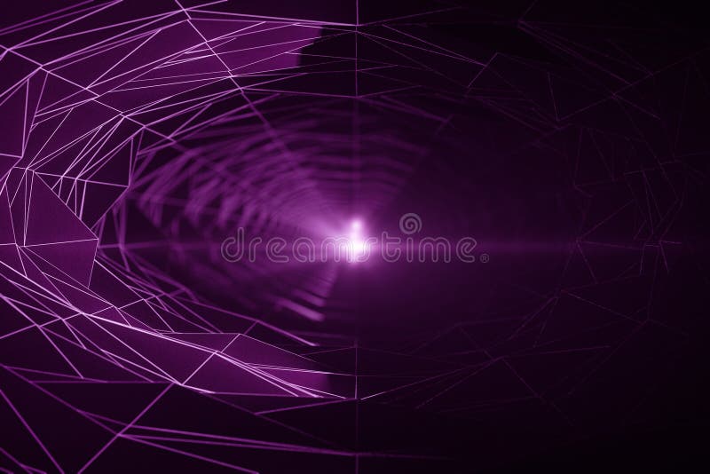 Purple polygonal tunnel stock illustration. Illustration of bright ...